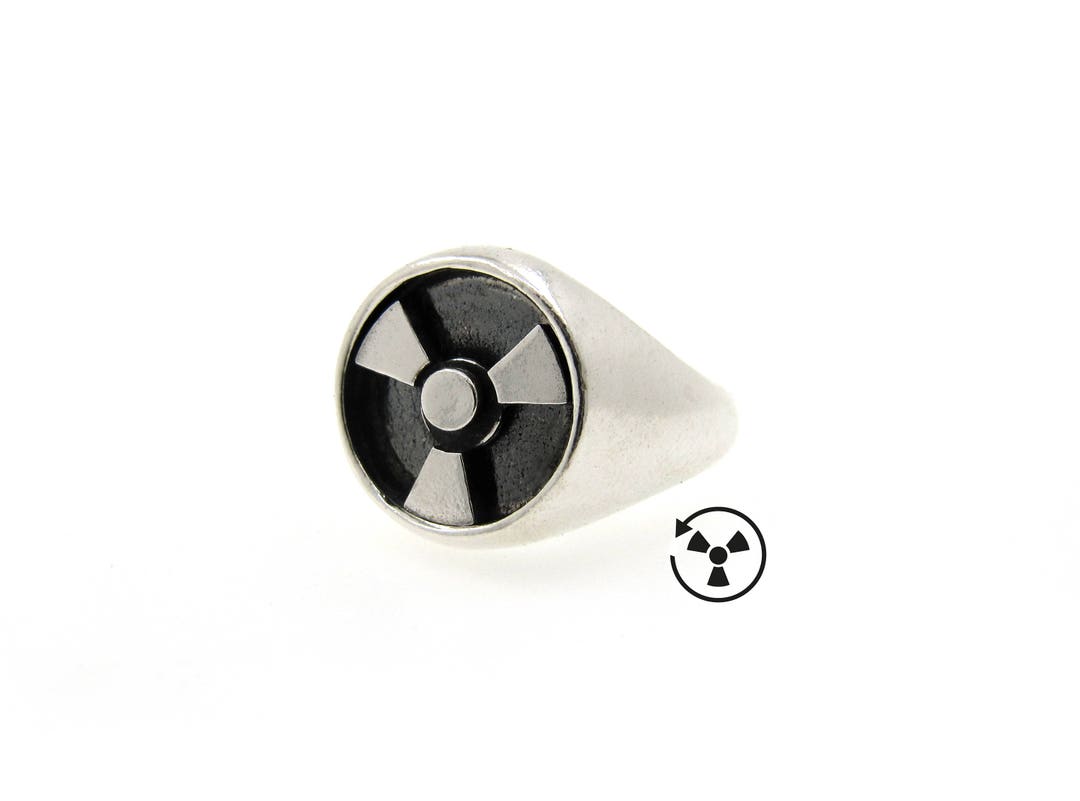 Atom Bomb Symbol Ring, Spinner Ring, Radioactive, Nuclear, Nuke, Biker ...