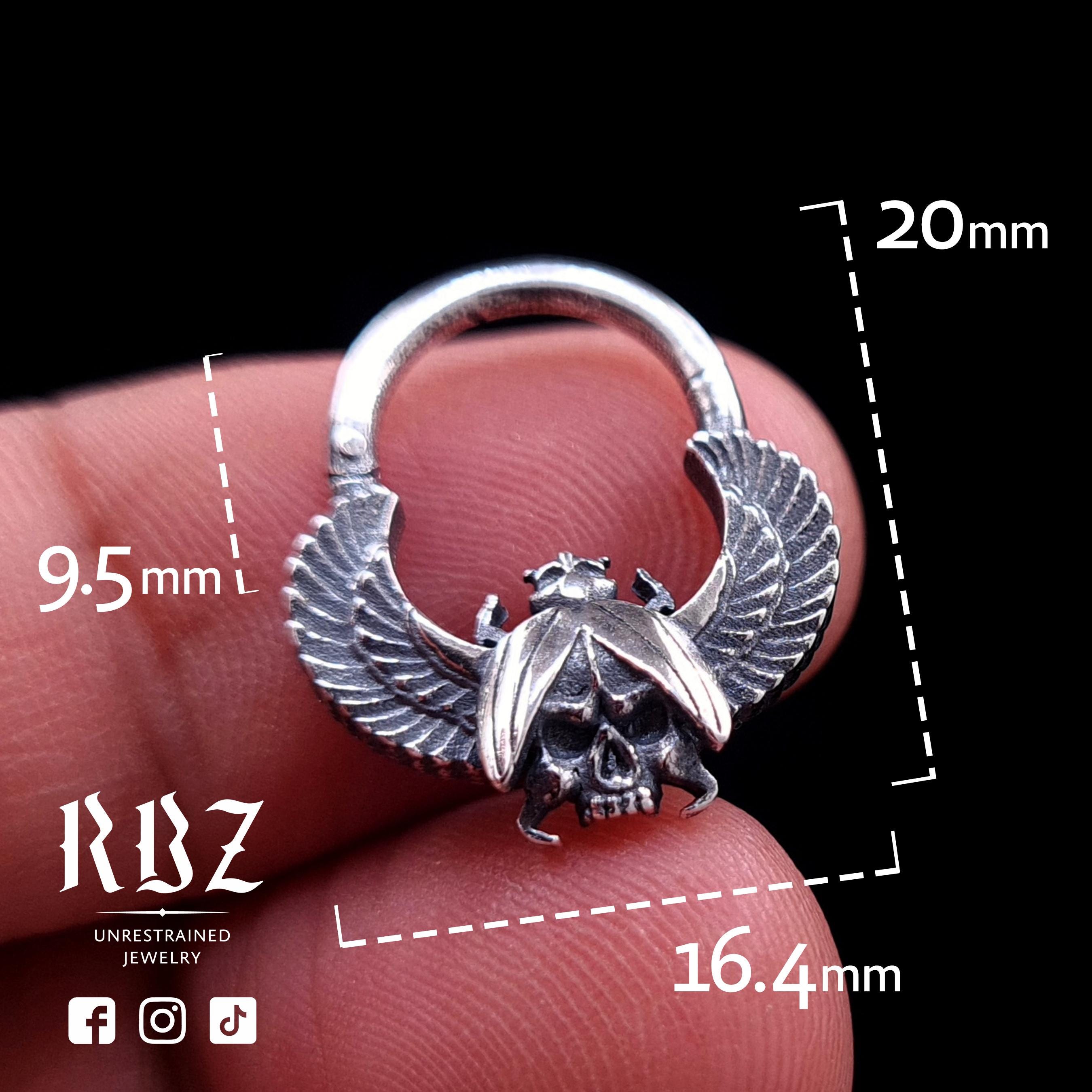 Goth Egyptian Scarab Septum Ring, Skull Clicker, Insect Seamless ...