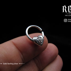 Goth Pentagram Septum Ring, Septum Ring 16g, 14g Satanic Jewelry ...