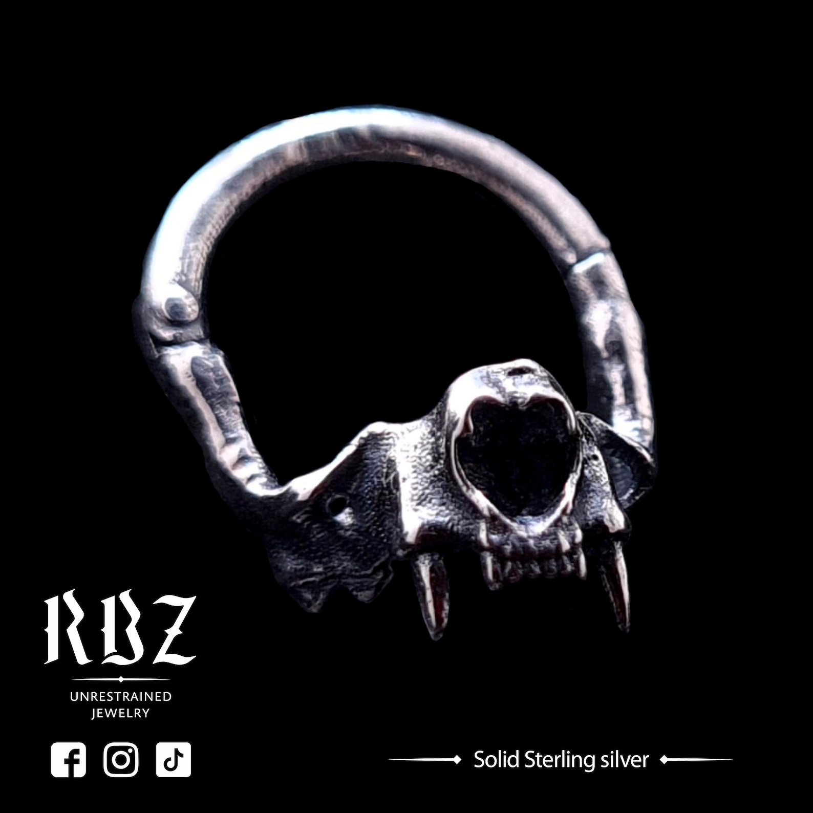 Goth Cat Skull Septum Ring, Bone Clicker, Skeleton Seamless Piercing ...