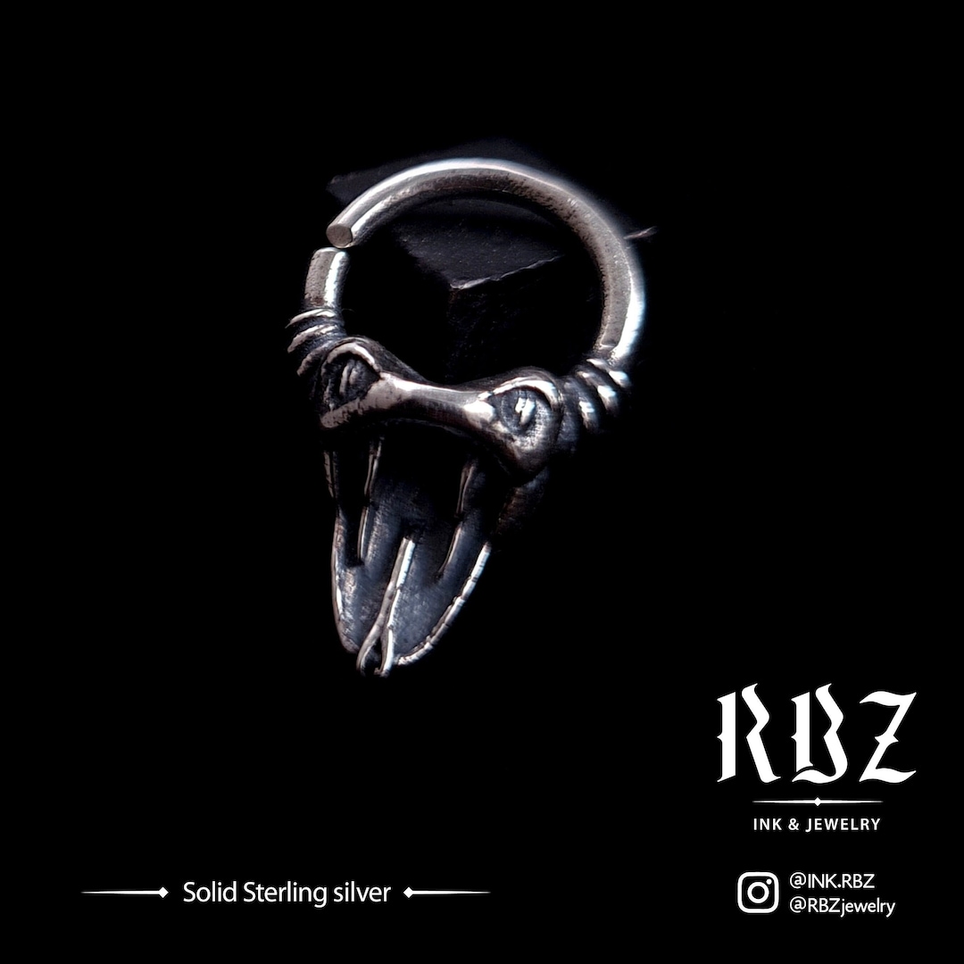 Snake Septum Ring, Goth Septum Ring, Septum Ring 16g, Septum Ring 18g ...