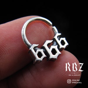 Goth 666 Pentagram Septum Ring, Septum Ring 16g, Satanic Jewelry ...