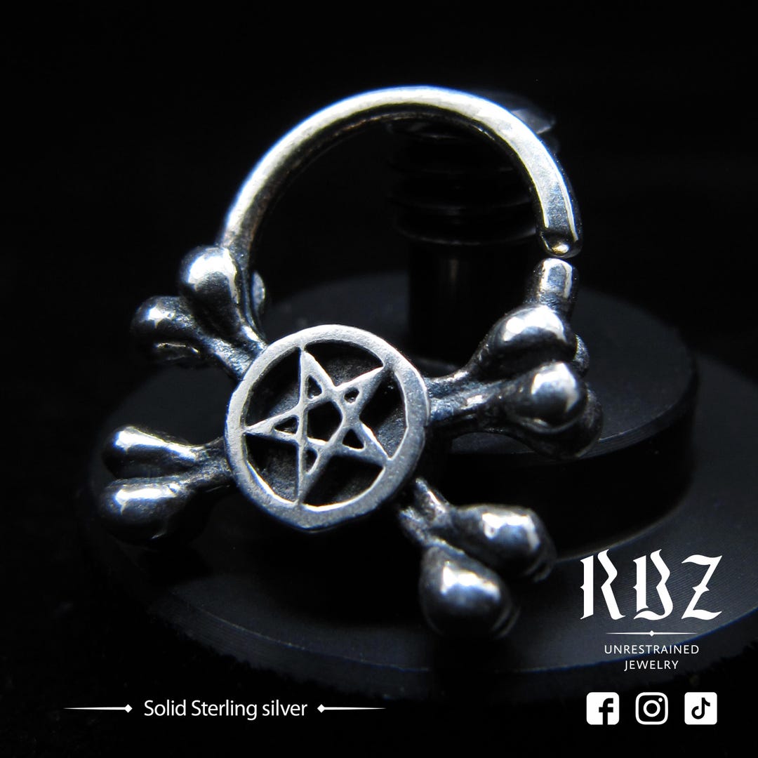 Goth Pentagram Septum Ring, Septum Ring 16g, Satanic Jewelry, Occult ...