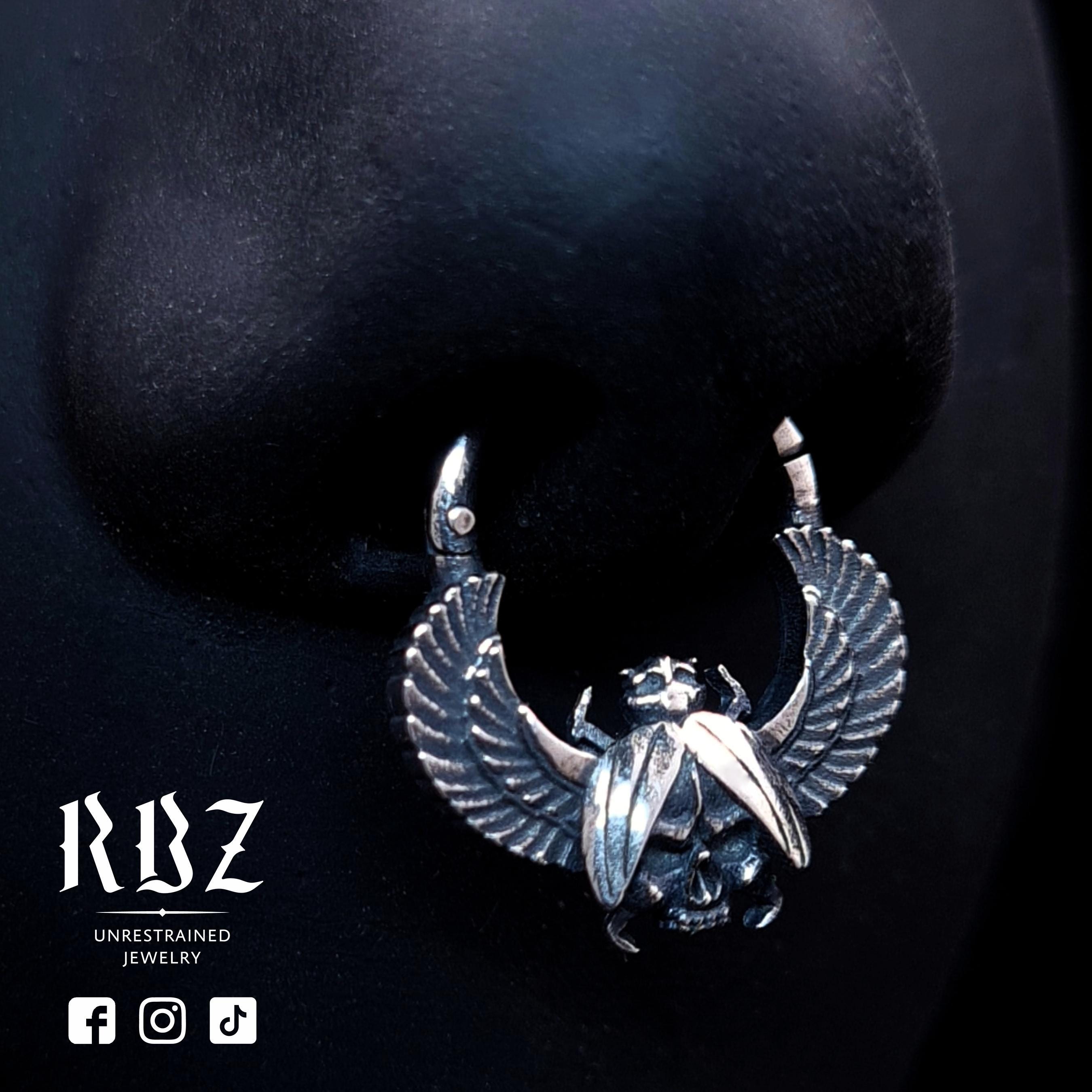 Goth Egyptian Scarab Septum Ring, Skull Clicker, Insect Seamless ...