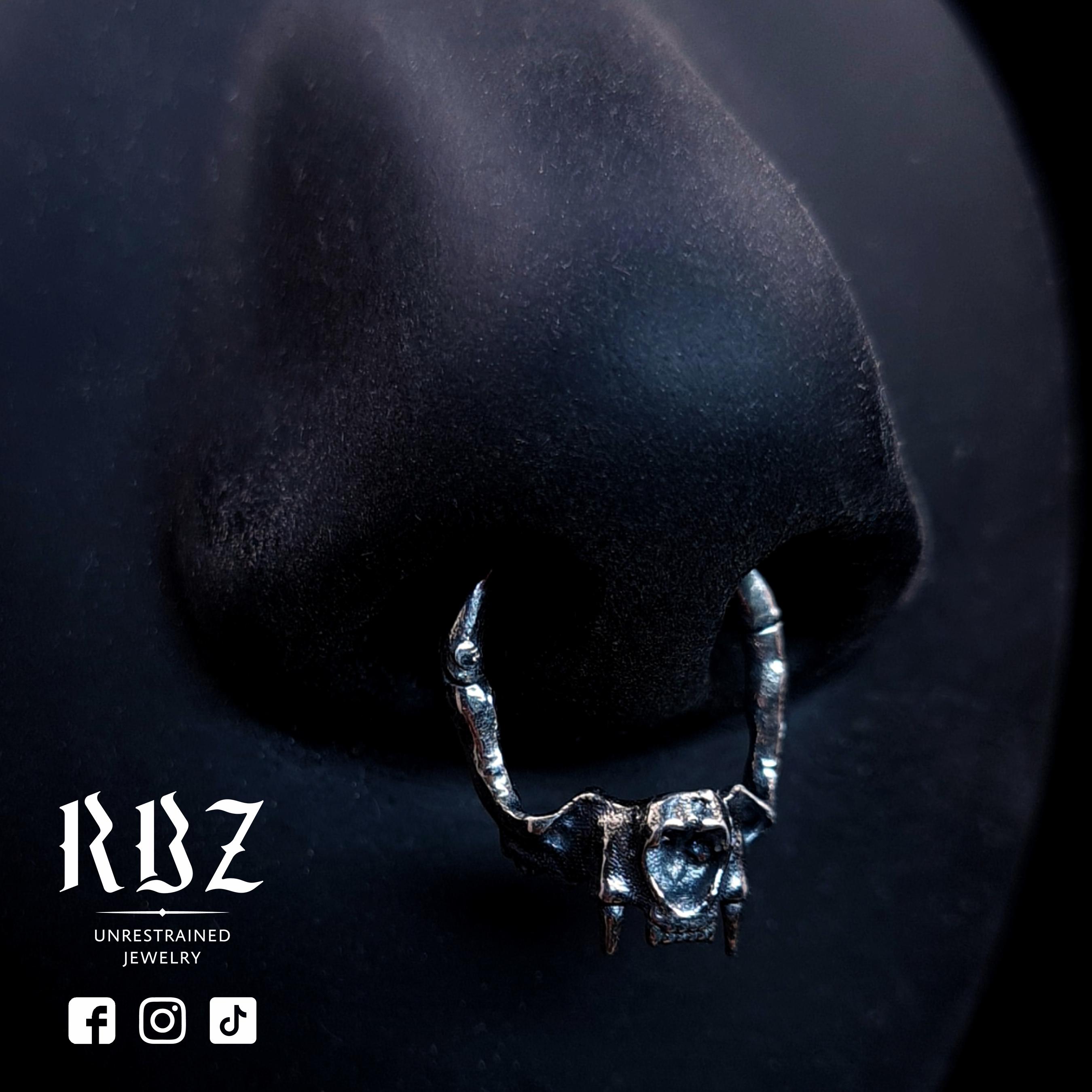 Goth Cat Skull Septum Ring, Bone Clicker, Skeleton Seamless Piercing ...