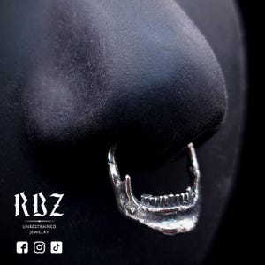 Goth Skull Septum Ring, Bone Clicker, Skeleton Seamless Piercing, 16g ...