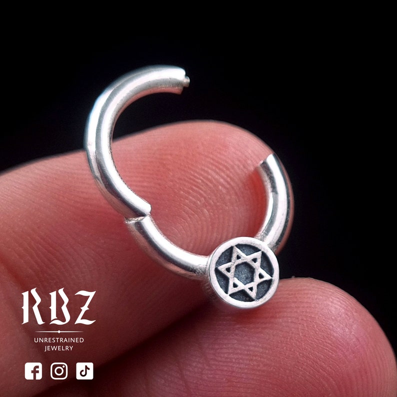 Star of David Septum Ring, Magen David Clicker, 16g, 14g, 12g, Jewish ...