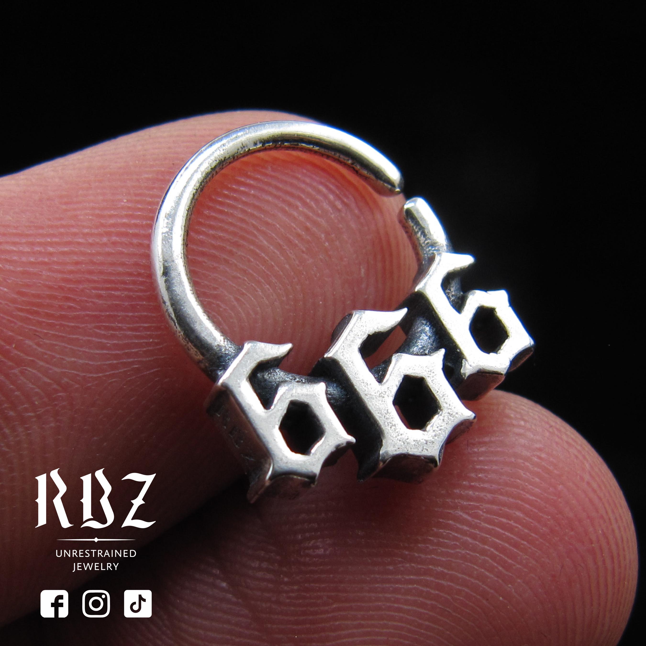 Goth 666 Pentagram Septum Ring, Septum Ring 16g, Satanic Jewelry ...