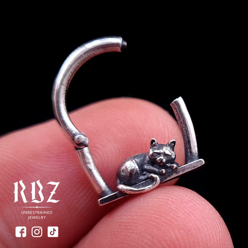 Cat Septum Ring, Kitty Clicker, Animal Seamless Piercing, Cute Body ...