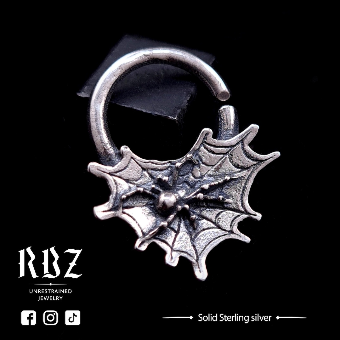 Spider Septum Ring, Goth Septum Ring, Spiderweb Septum, Insect Septum ...