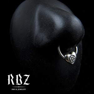 Goth Pentagram Septum Ring, Septum Ring 16g, 14g Satanic Jewelry ...