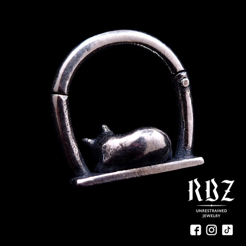 Cat Septum Ring, Kitty Clicker, Animal Seamless Piercing, Cute Body ...