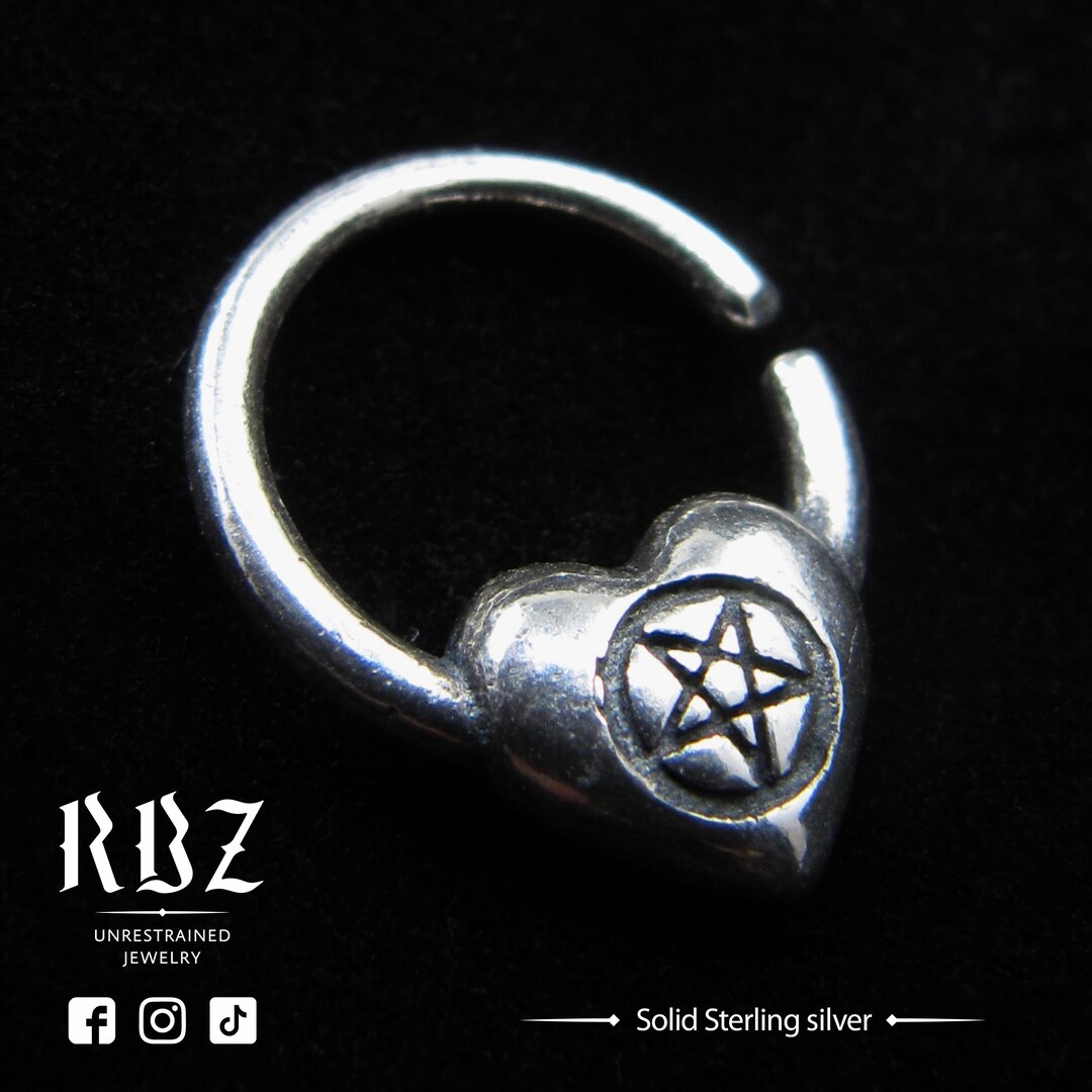 Goth Pentagram Septum Ring, Septum Ring 16g, 14g Satanic Jewelry ...