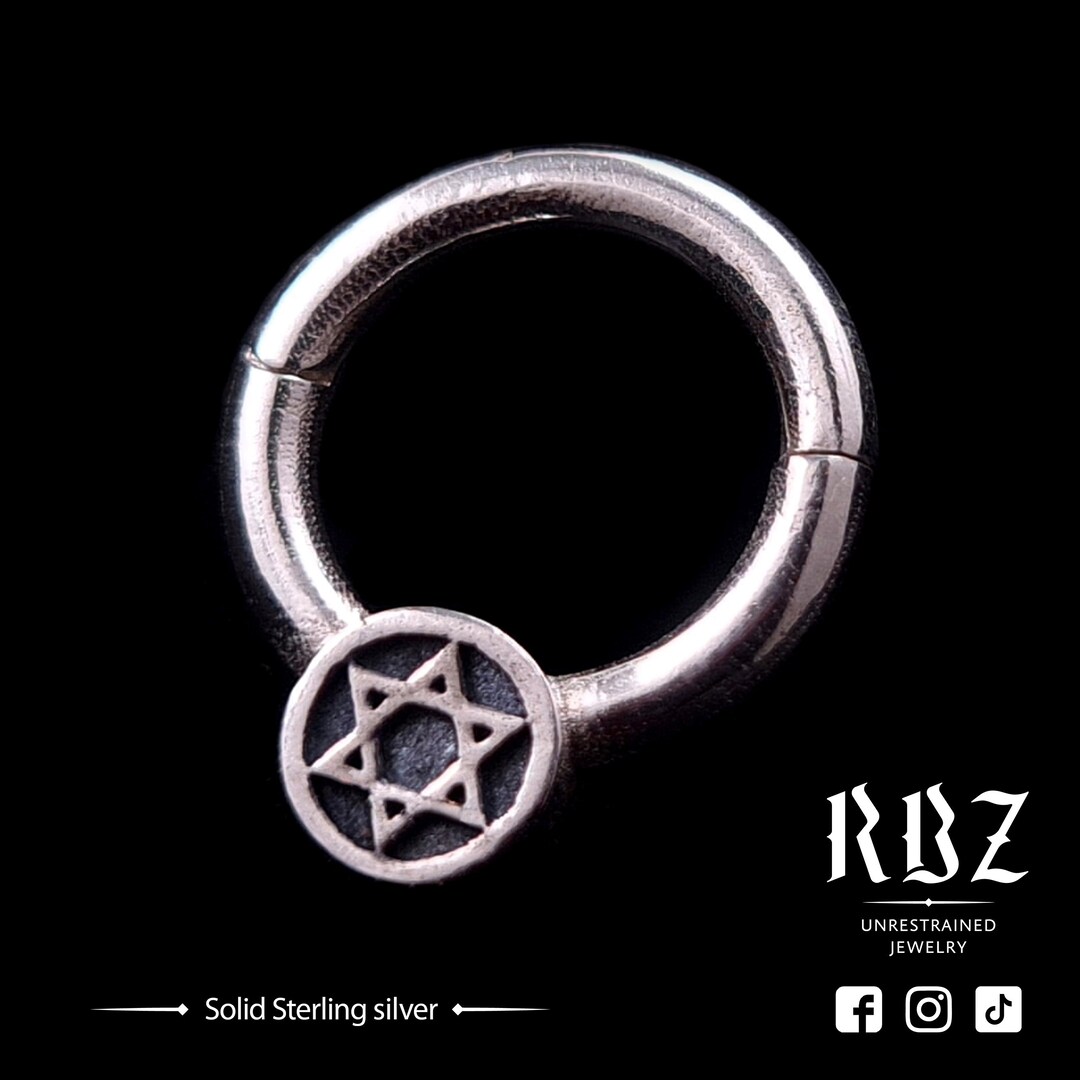 Star of David Septum Ring, Magen David Clicker, 16g, 14g, 12g, Jewish ...