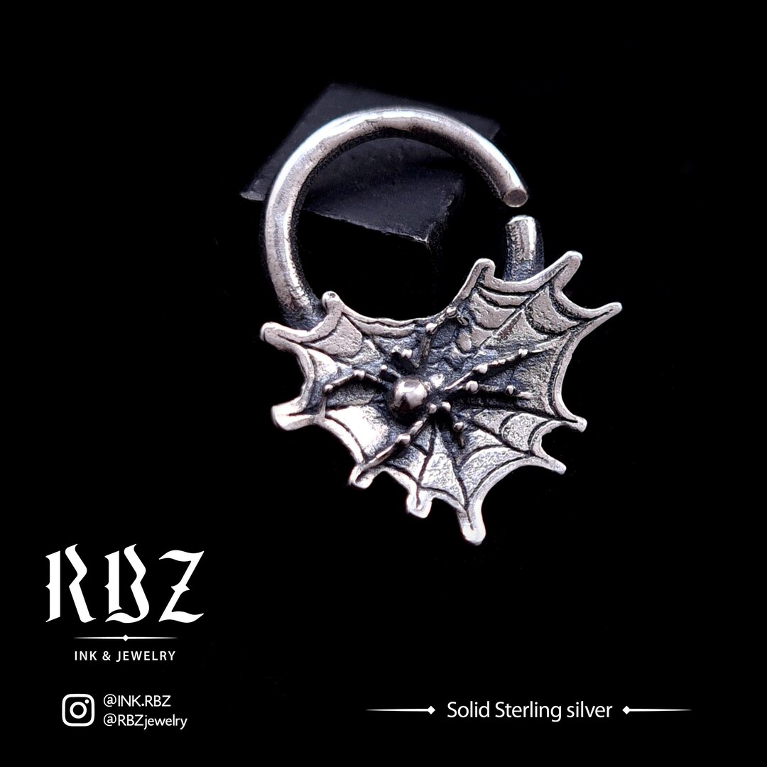 Spider Septum Ring, Goth Septum Ring, Spiderweb Septum, Insect Septum ...