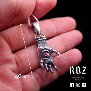 Goth Hamsa Necklace, Evil Eye Pendant, Horror Hand Chain, Satanic ...