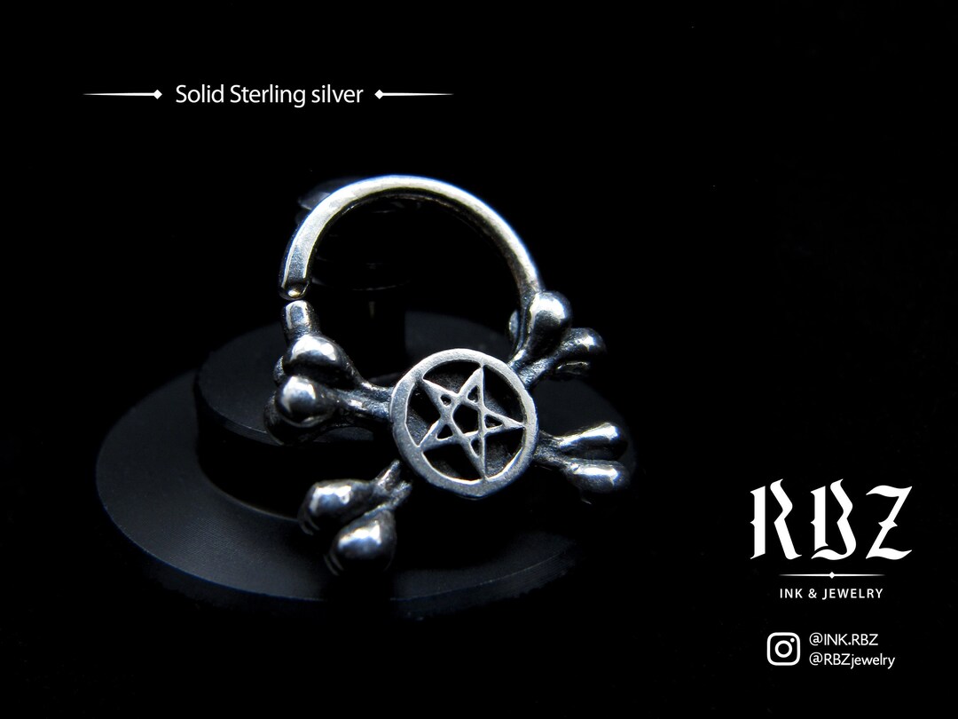 Goth Pentagram Septum Ring, Septum Ring 16g, Satanic Jewelry, Occult ...
