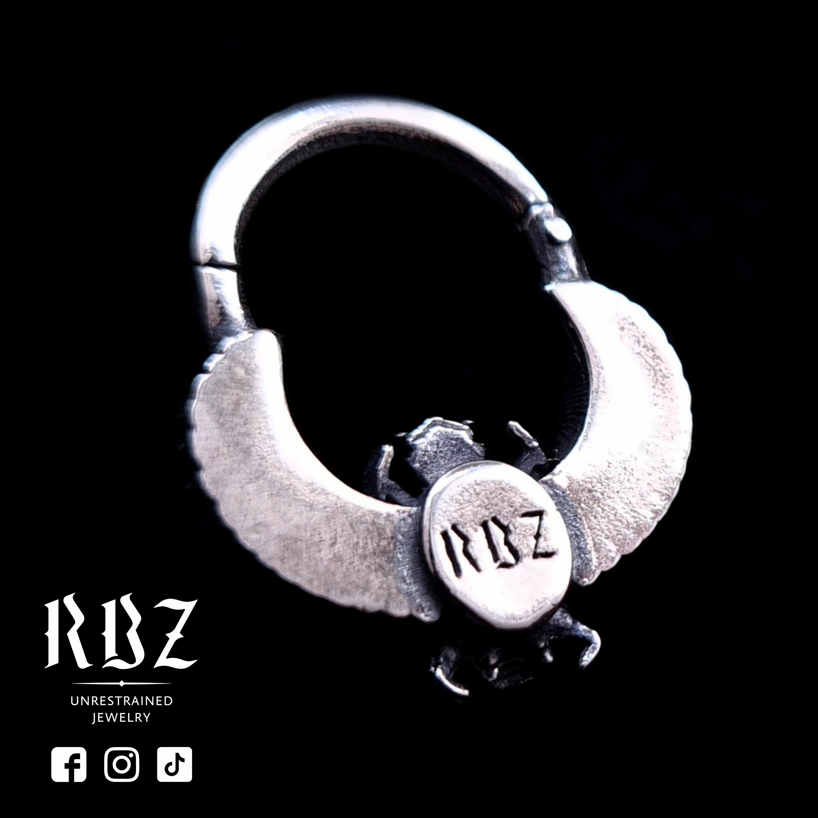Goth Egyptian Scarab Septum Ring, Skull Clicker, Insect Seamless ...