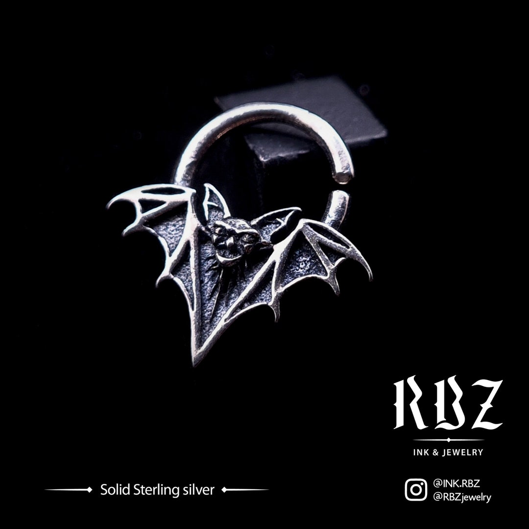 Bat Septum Ring, Goth Clicker, Septum Ring 16g, Septum Ring 14g ...