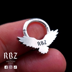 Crow Septum Ring, Goth Raven Clicker, Septum Ring 16g, Septum Ring 14g ...