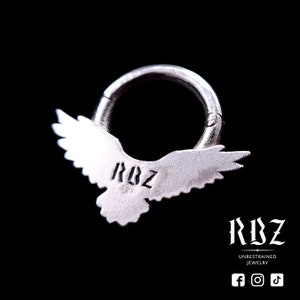 Crow Septum Ring, Goth Raven Clicker, Septum Ring 16g, Septum Ring 14g ...