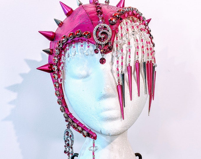 Hot Pink Asymmetrical Face Frame, Burning Man Headpiece, Festival ...