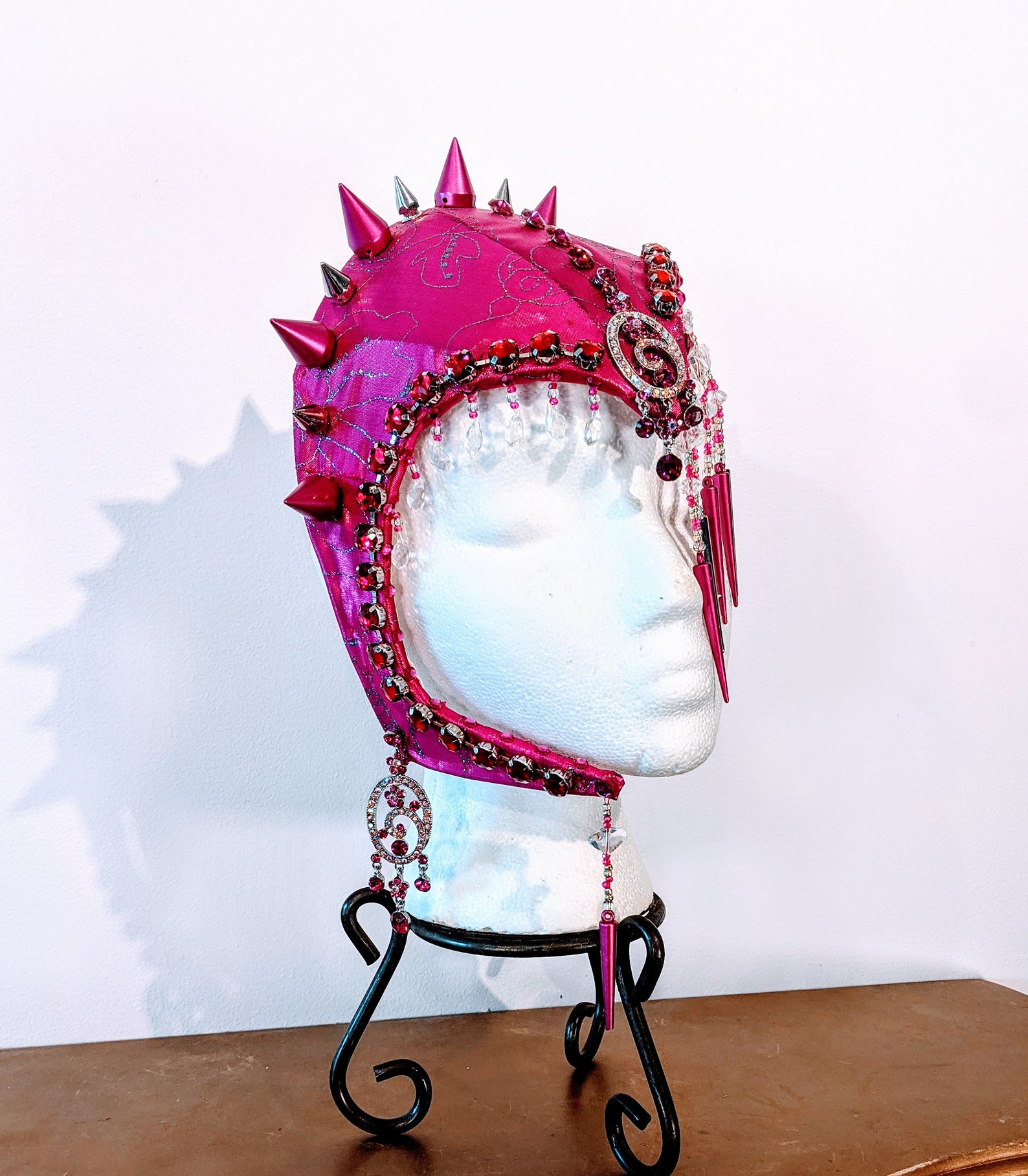 Hot Pink Asymmetrical Face Frame, Burning Man Headpiece, Festival ...
