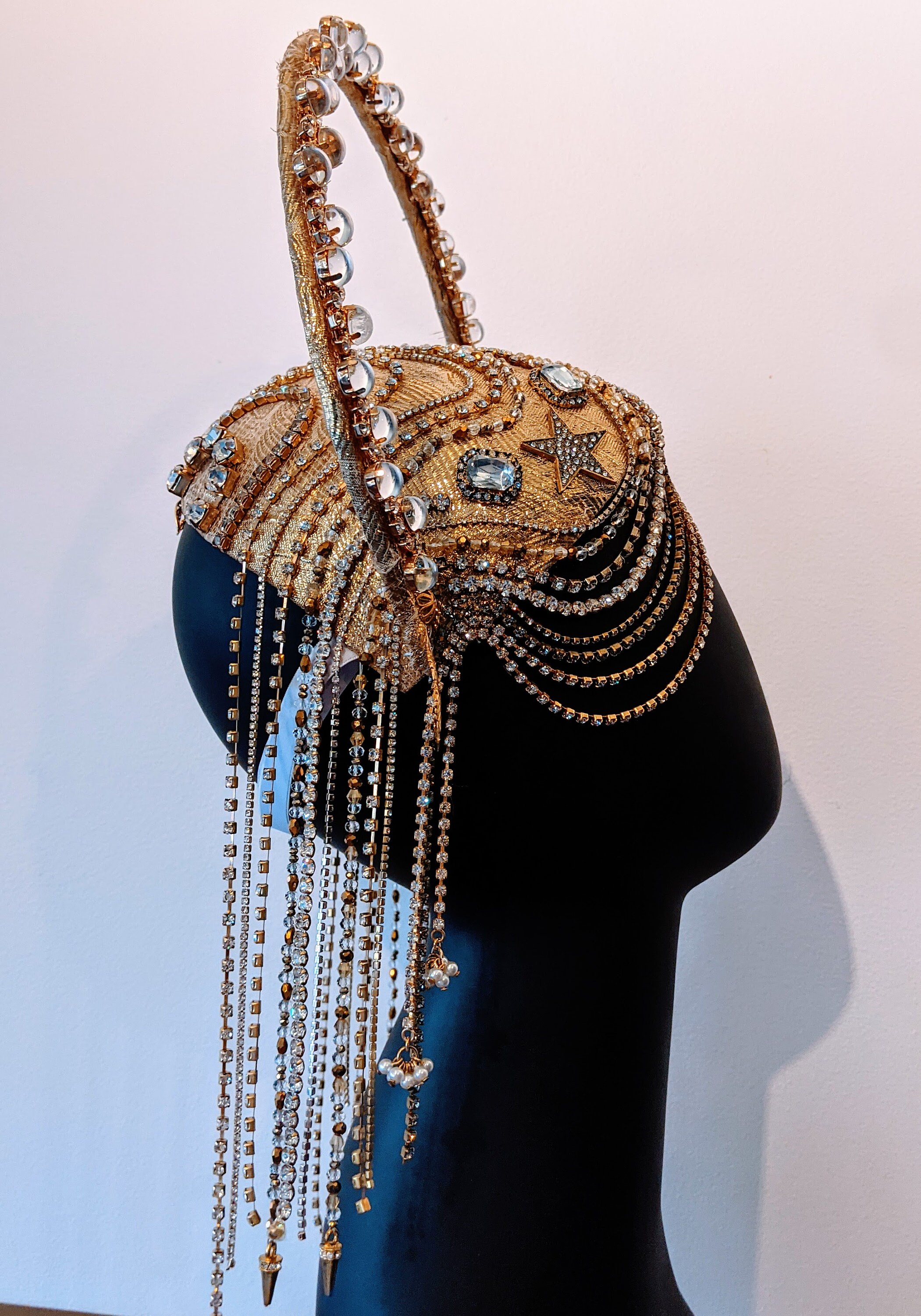 Golden Crystal Flapper Crown: 1920s Halo Headpiece - Etsy