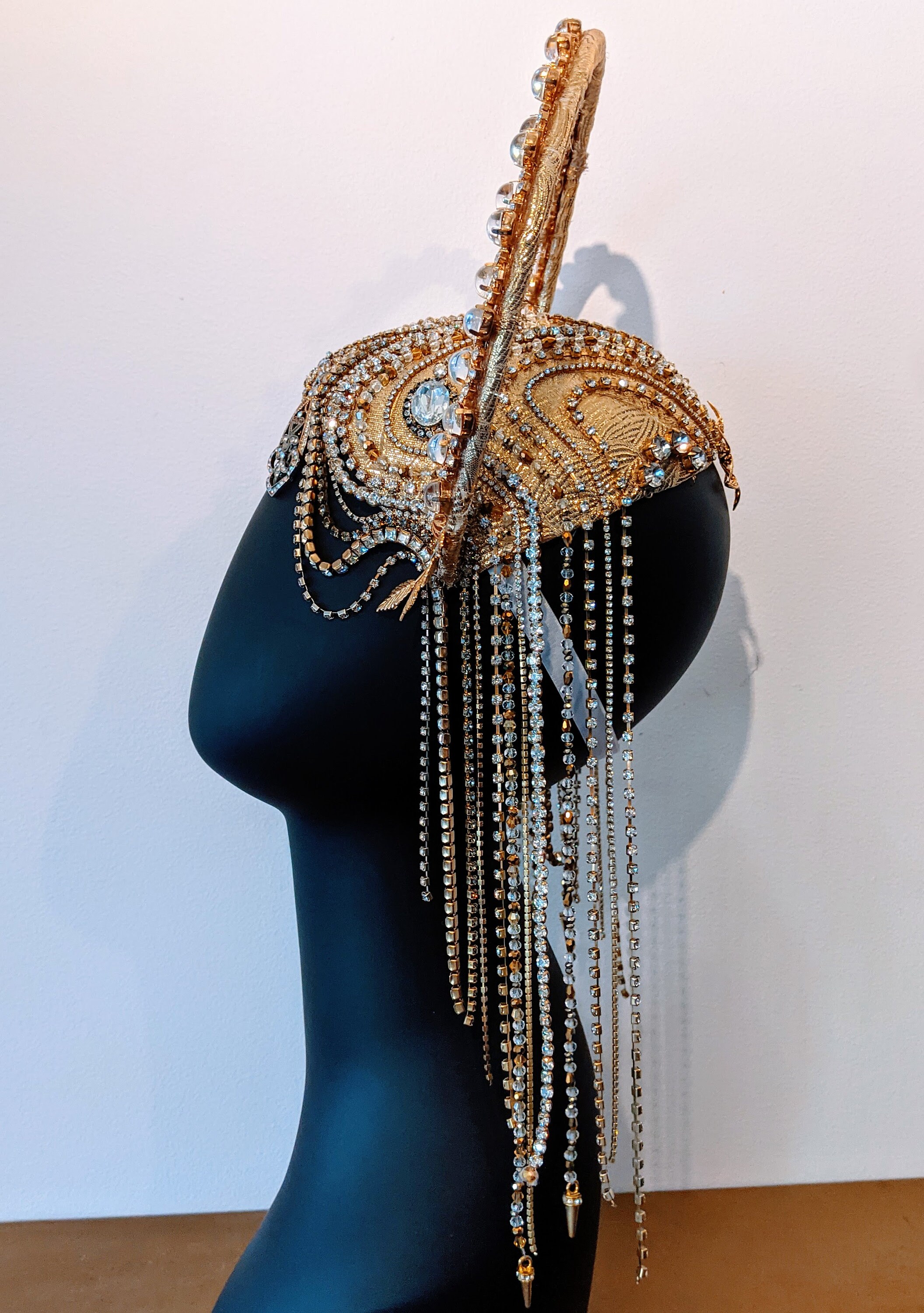 Golden Crystal Flapper Crown: 1920s Halo Headpiece - Etsy