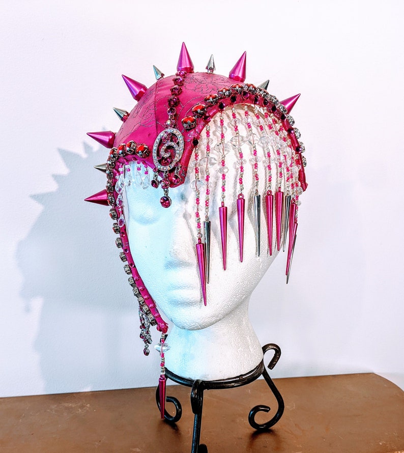 Hot Pink Asymmetrical Face Frame, Burning Man Headpiece, Festival ...