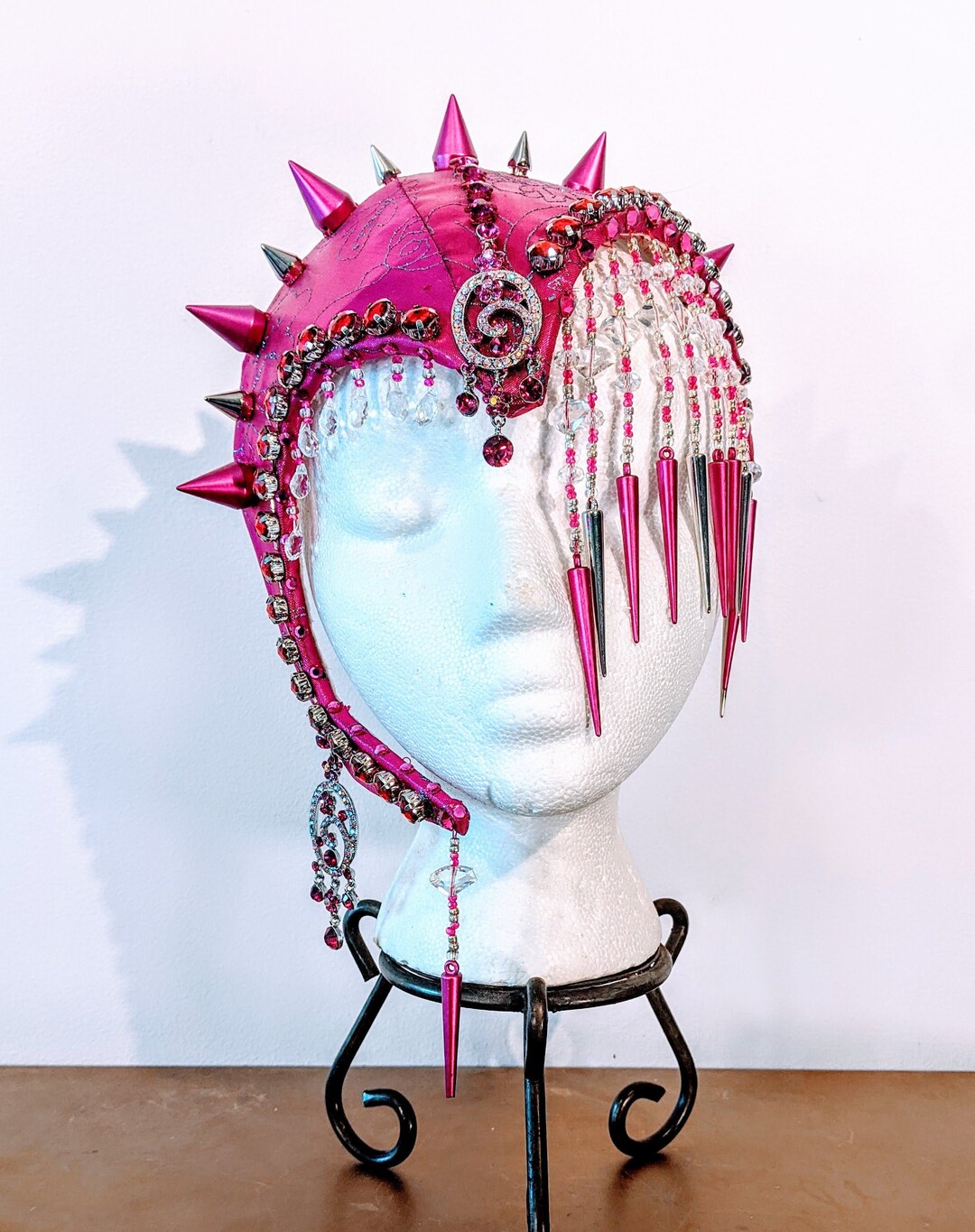 Hot Pink Asymmetrical Face Frame, Burning Man Headpiece, Festival ...