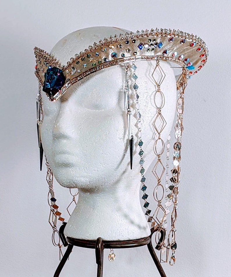 Lunar Goddess Crown Silver Moon Crown Elizabethan Headpiece | Etsy