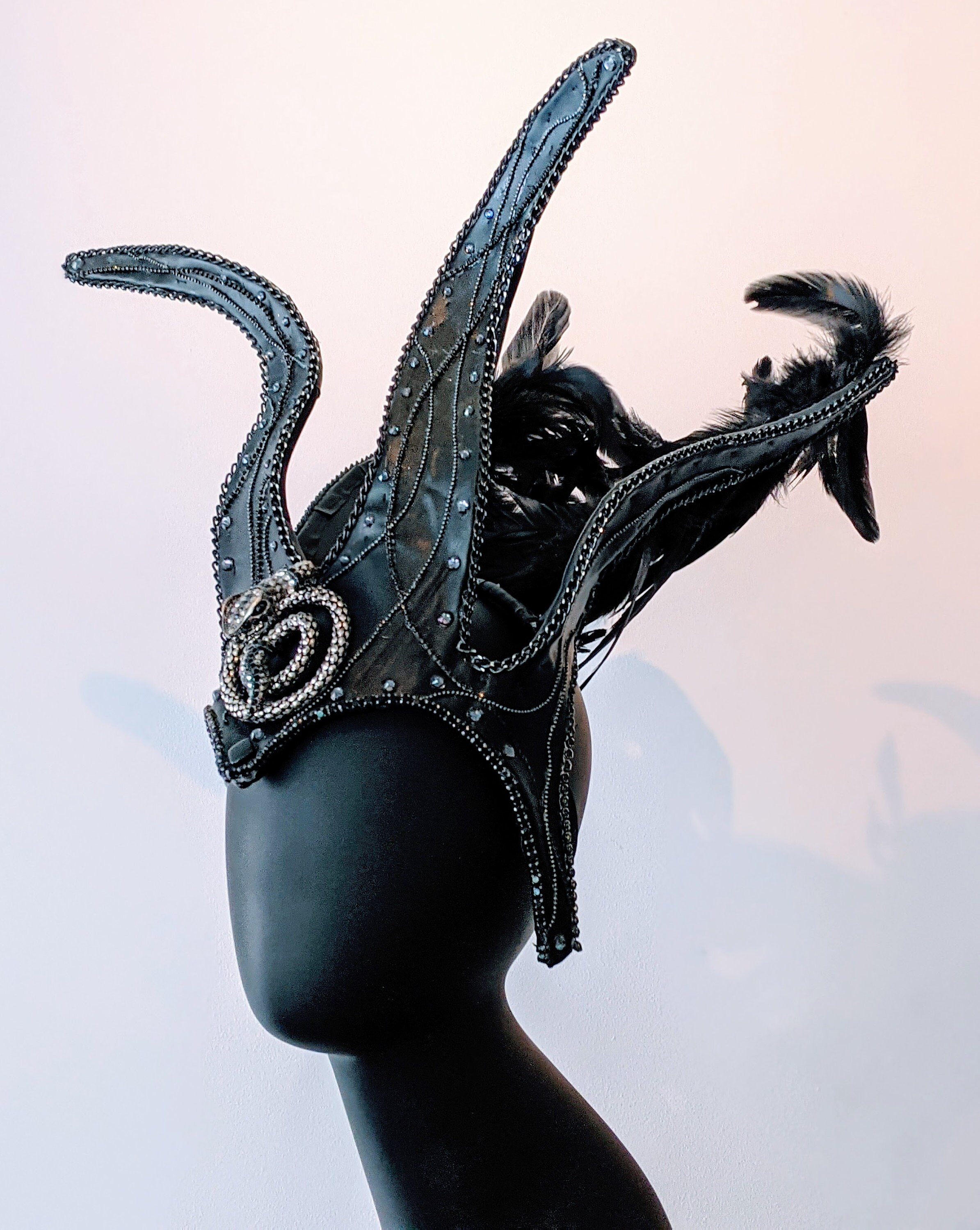Black Witch Crown: Snake Headdress, Maleficent Style, Halloween Costume ...