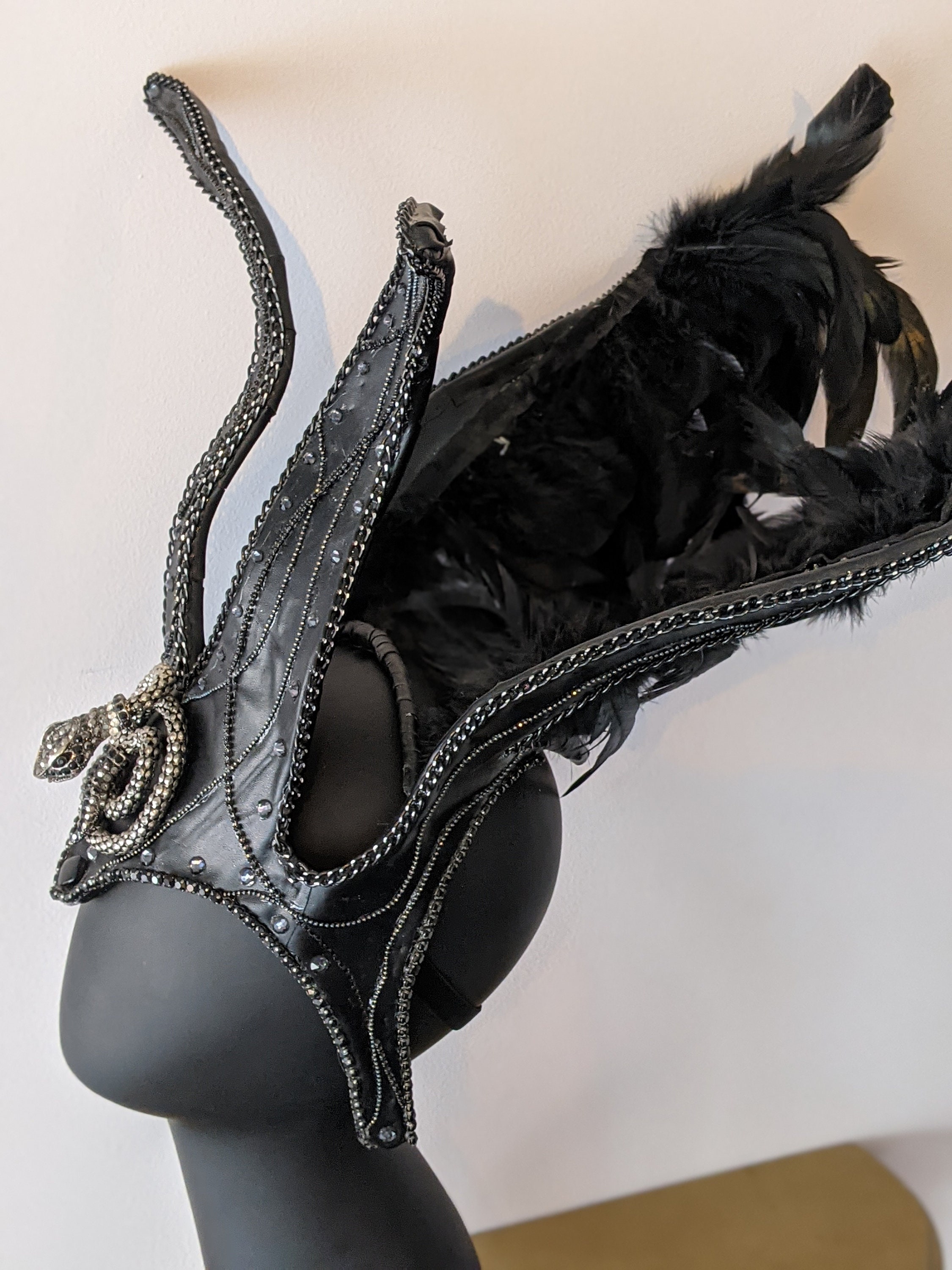Black Witch Crown: Snake Headdress, Maleficent Style, Halloween Costume ...