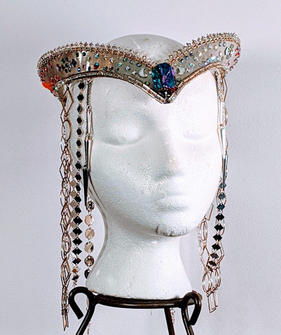 Lunar Goddess Crown Silver Moon Crown Elizabethan Headpiece | Etsy