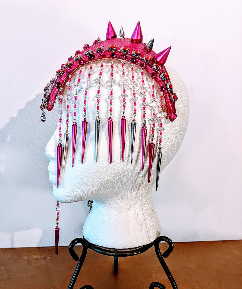 Hot Pink Asymmetrical Face Frame, Burning Man Headpiece, Festival ...