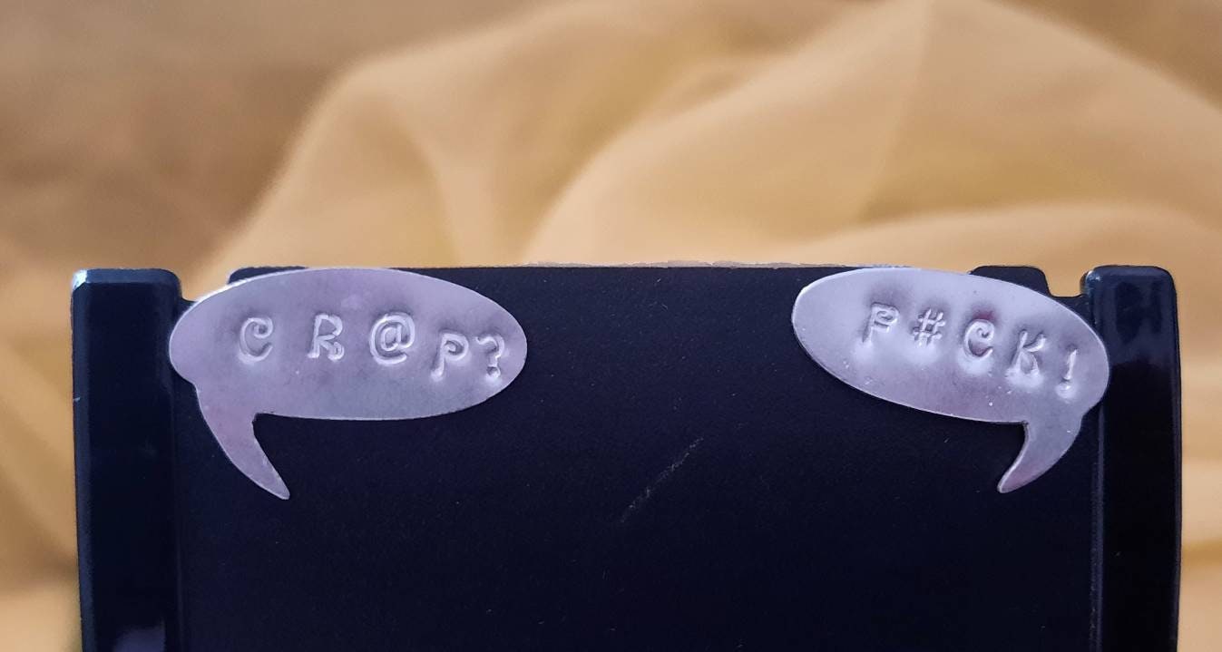 Sterling Silver Punctuation Swear Word Speech Bubble Stud Earrings - Etsy