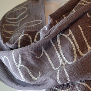 Custom Script Scarf (100% Cotton Gauze) - Personalized Message Shawl ...