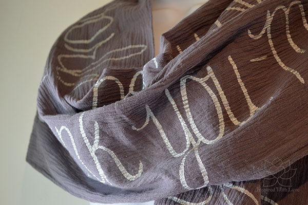 Custom Script Scarf (100% Cotton Gauze) - Personalized Message Shawl ...