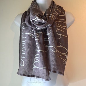 Custom Script Scarf (100% Cotton Gauze) - Personalized Message Shawl ...