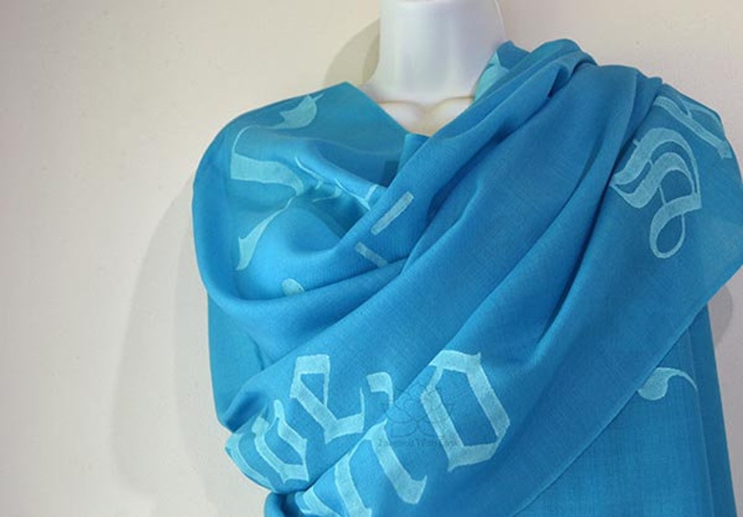 Custom Pashmina Cashmere Silk Script Scarf - Personalized Message ...