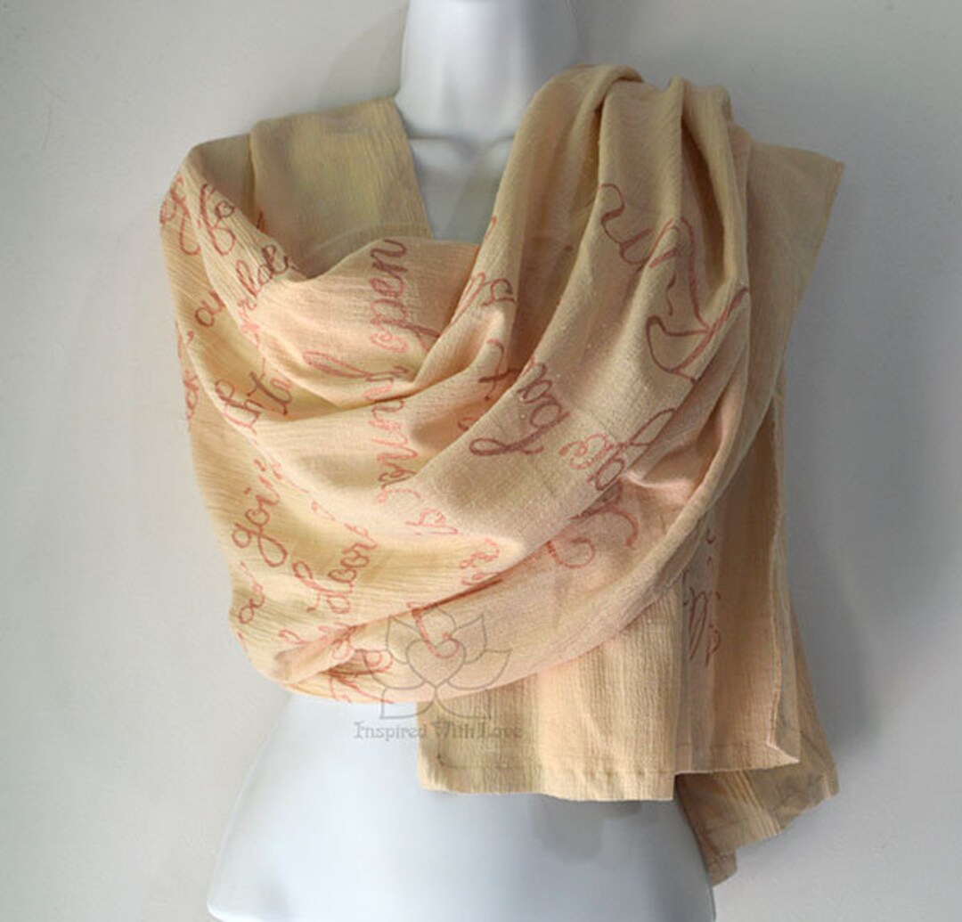 Custom Poem Hidden Secret Message Quote Script Scarf (100% Cotton Gauze ...