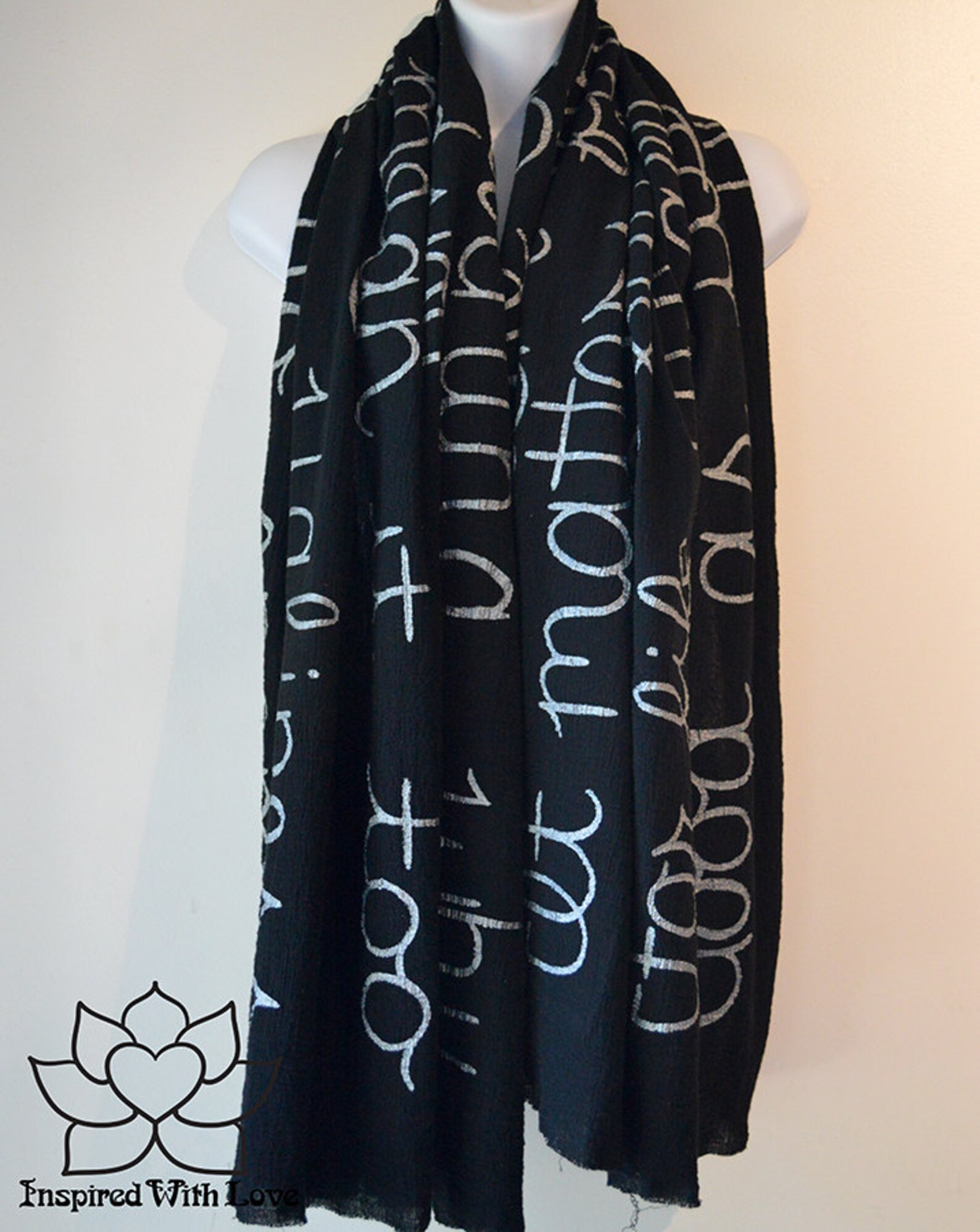 Custom Script Scarf (100% Cotton Gauze) - Personalized Message Shawl ...