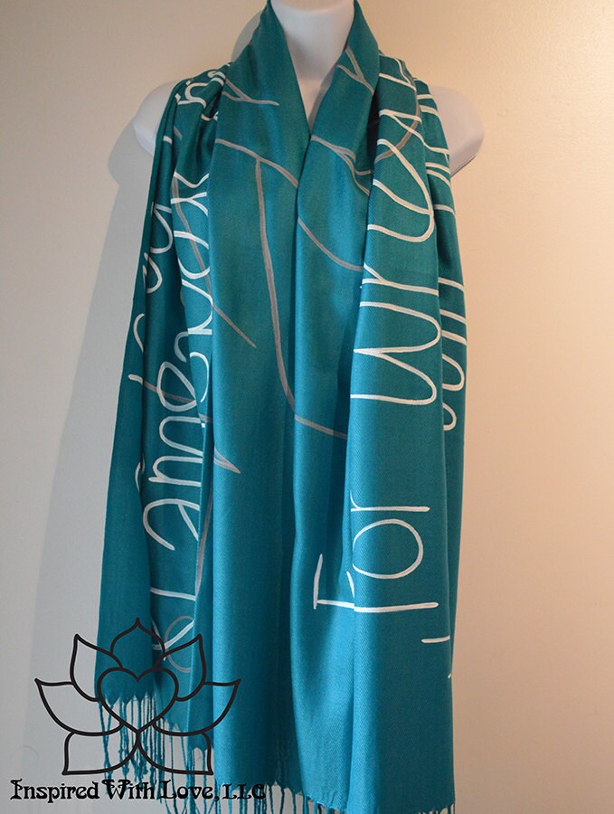 Custom Scripture Bible Verse Script Scarf, Family Scarf, Love Never ...