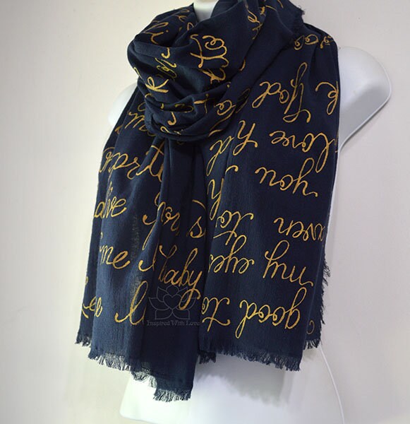 Custom Poem Hidden Secret Message Quote Script Scarf (100% Cotton Gauze ...