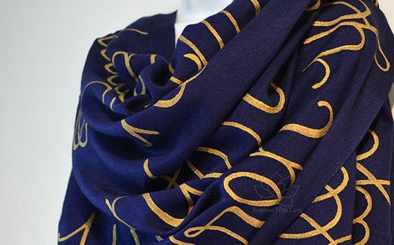 Custom Pashmina Cashmere Silk Script Scarf Personalized | Etsy
