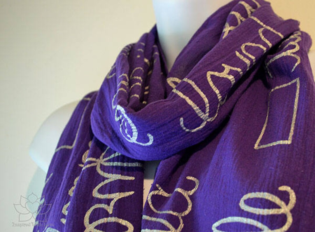 Custom Script Scarf (100% Cotton Gauze) - Personalized Message Shawl ...