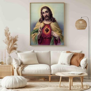 Jesus Print Catholic Prints Jesus Pictures Poster A4-A3 Sacred Heart of ...