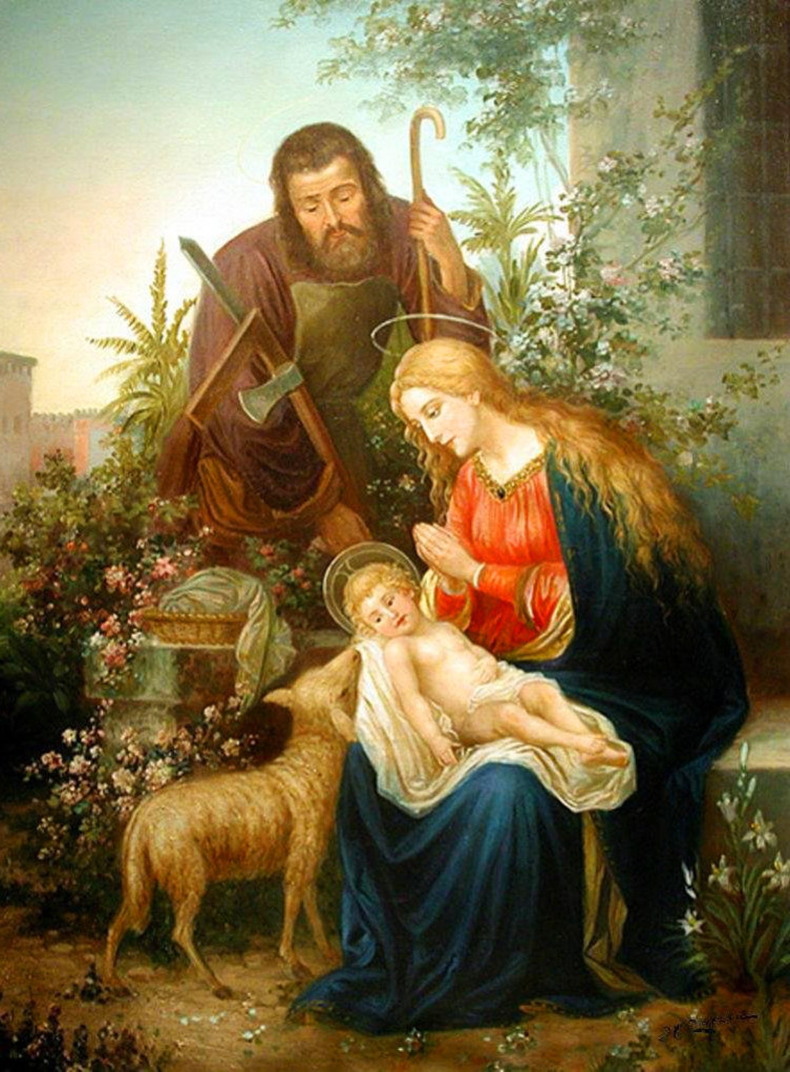 Holy Family Virgin Mary St Joseph Infant Jesus Catholic Prints Nativity ...