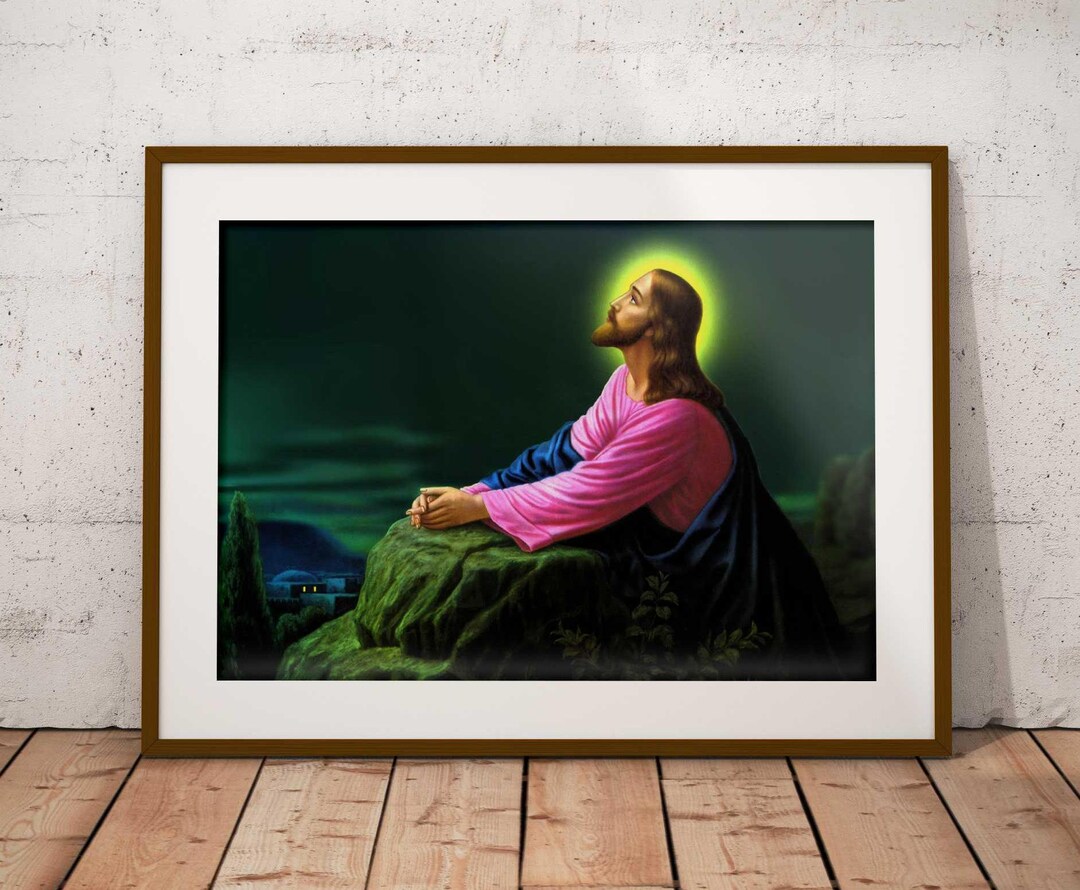 Jesus Praying Print Catholic Jesus Picture Poster A3 - A4 Jesus Piece ...